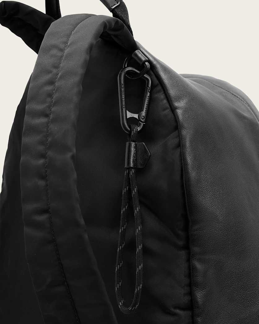 Carabiner Embossed Leather Backpack Black | ALLSAINTS